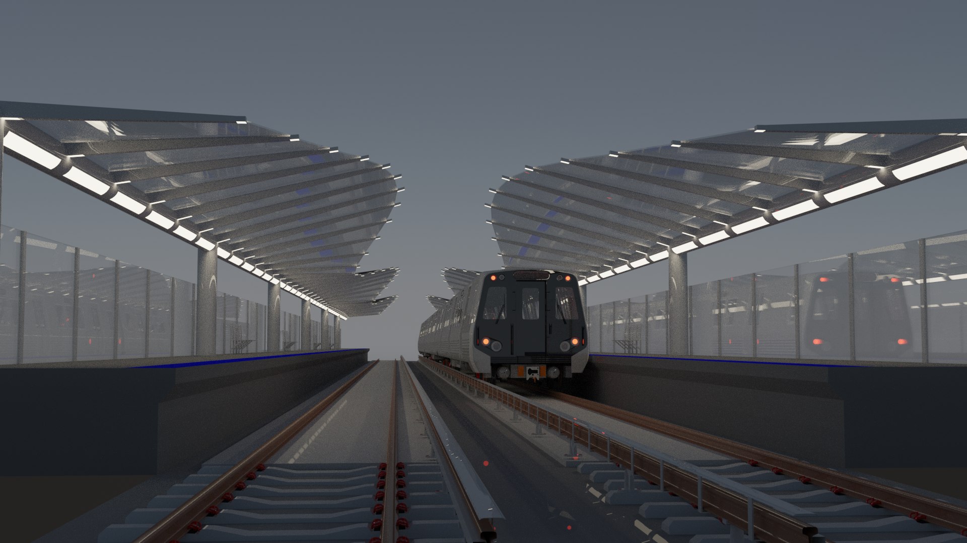 Metro Station Concept With Train 3D Model - TurboSquid 1806358