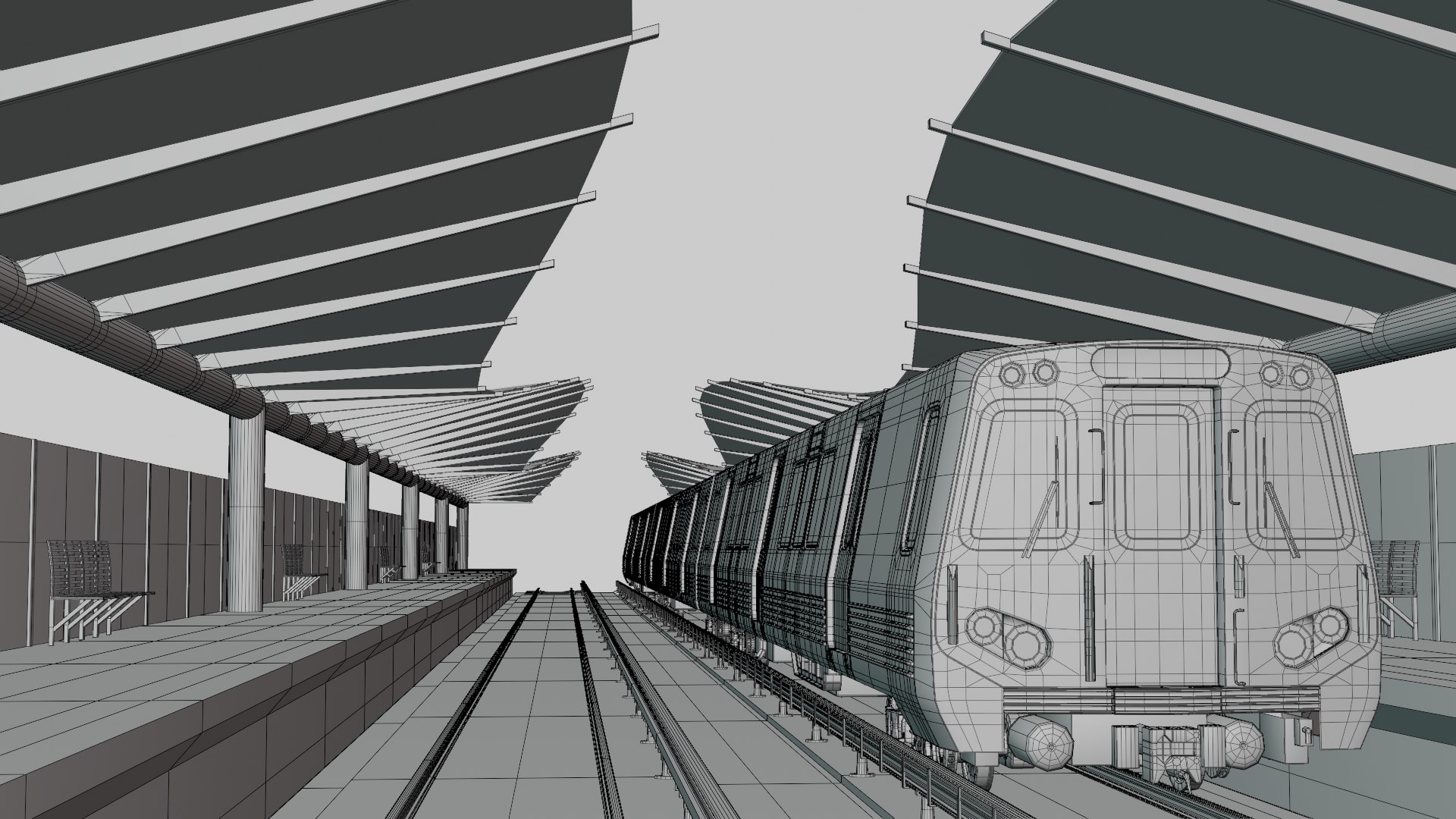 Metro Station Concept With Train 3D Model - TurboSquid 1806358