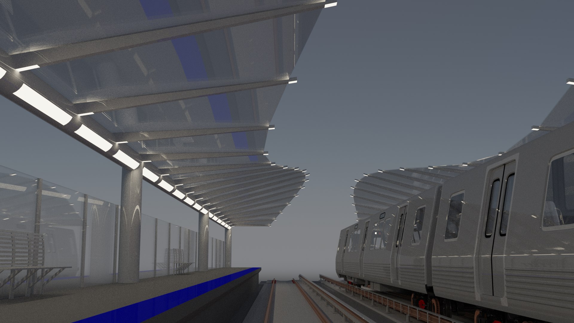 Metro Station Concept With Train 3D Model - TurboSquid 1806358