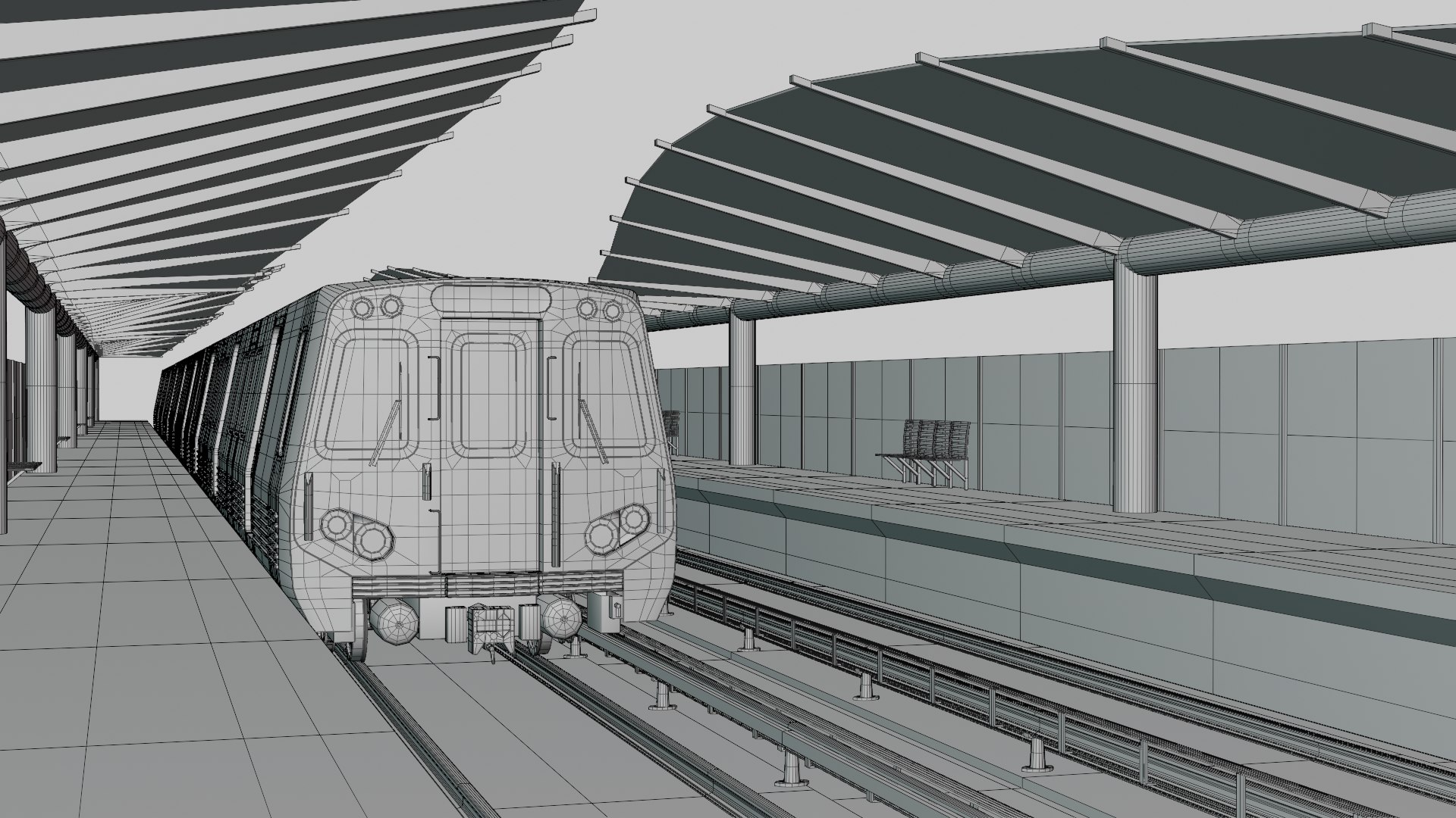 Metro Station Concept With Train 3D Model - TurboSquid 1806358
