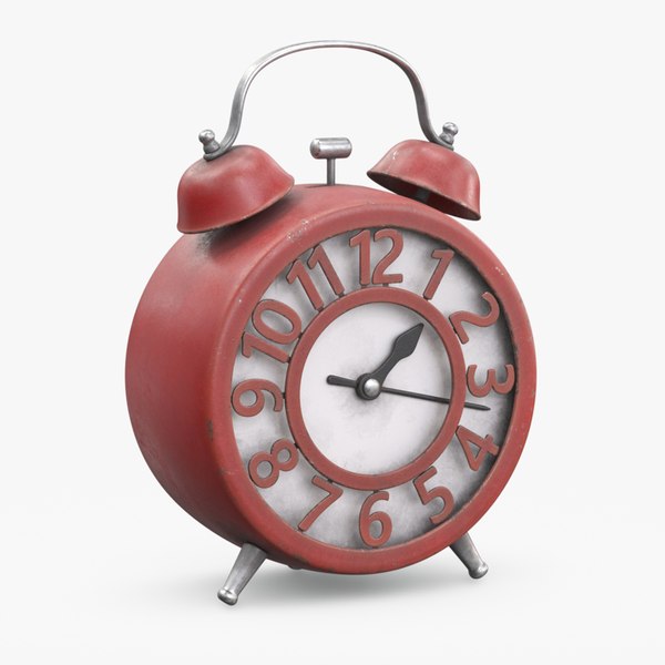 3D red alarm clock model - TurboSquid 1659270
