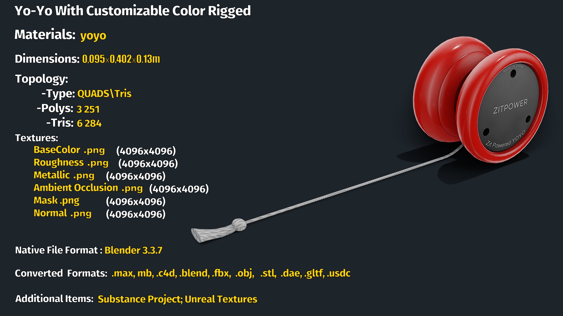 Yo-Yo With Customizable Color Rigged 3D Model - TurboSquid 2080114