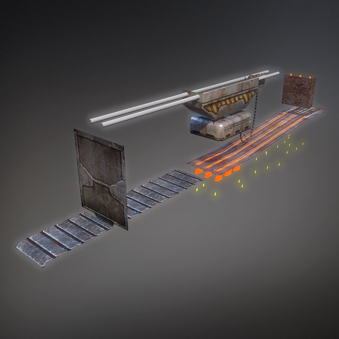 Low-poly Conveyor Foundry 3d Max