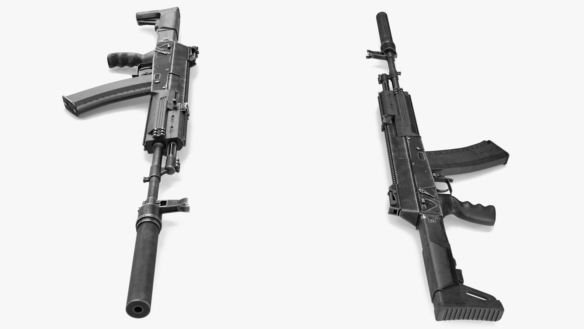 3D Model Russian Assault Rifle AK-12 2011 With Silencer Old ...