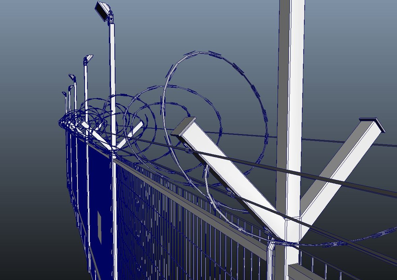 3d Razor Wire Security Fence Model