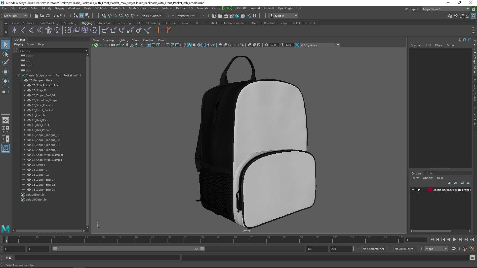 Classic Backpack With Front Pocket 3D - TurboSquid 2320853