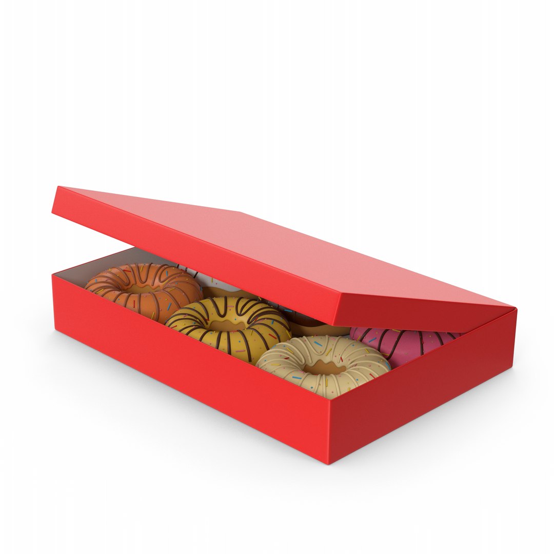3D Donuts In Opened Red Box - TurboSquid 2229306