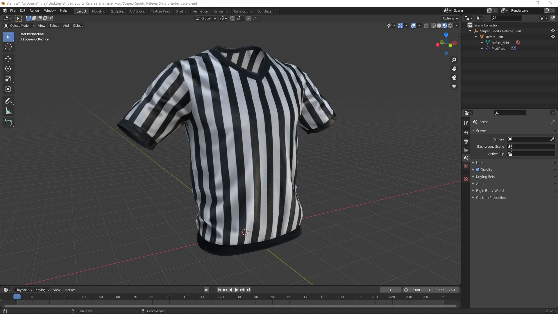 3D Striped Sports Referee Shirt Model - TurboSquid 2246743