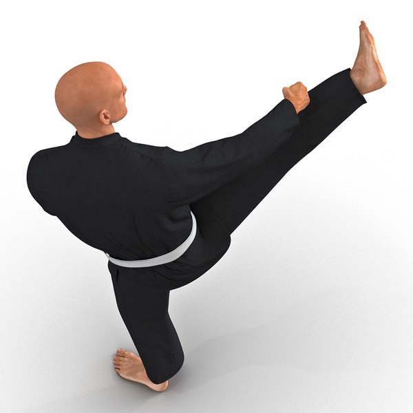 3d model karate fighter pose 2