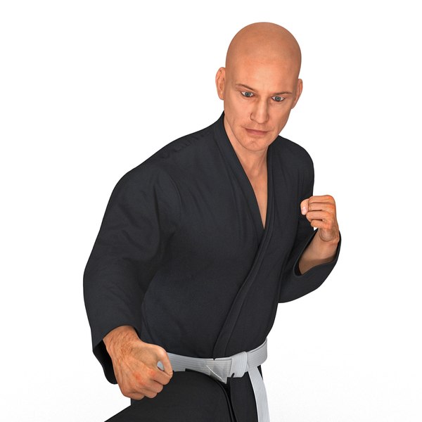3d model karate fighter pose 2