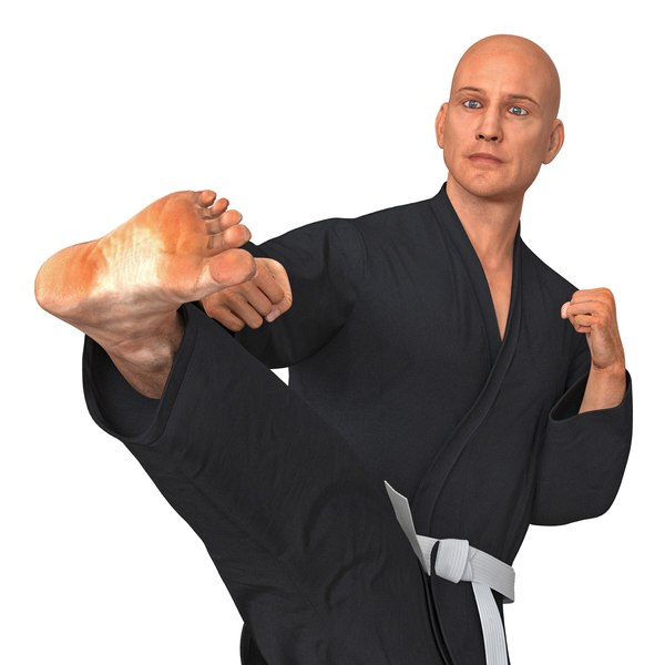 3d model karate fighter pose 2
