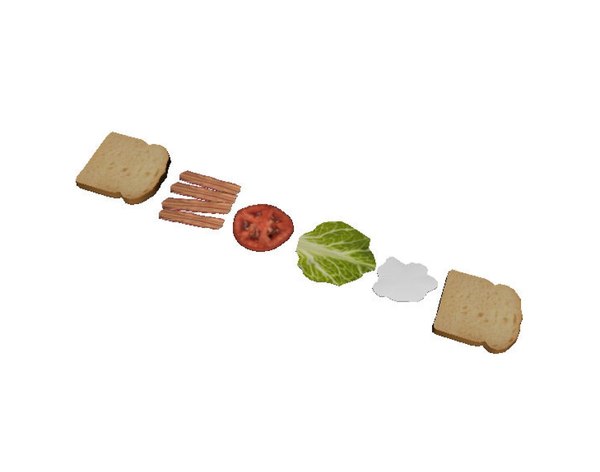 bacon lettuce tomato sandwich 3d 3ds