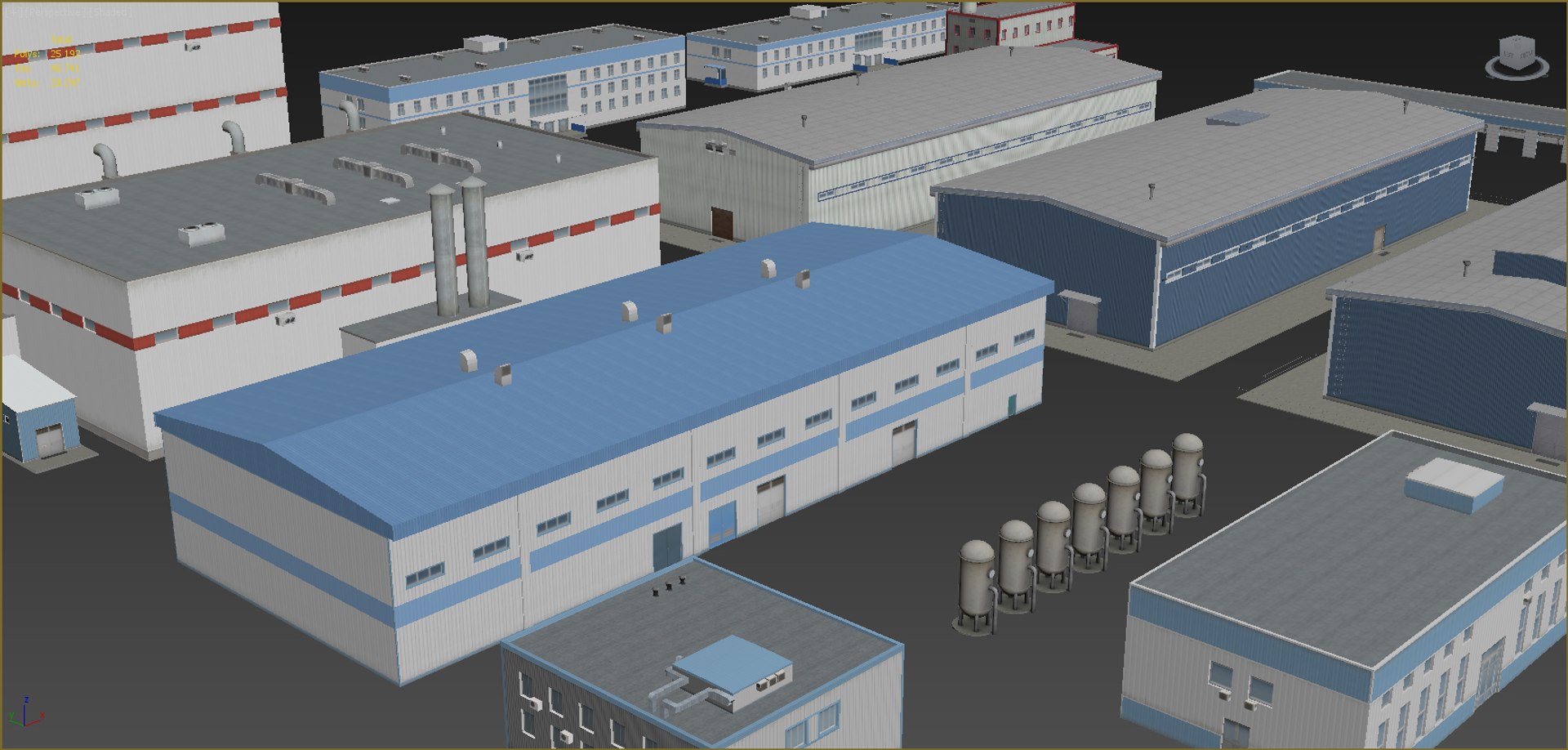3d Model Industrial Buildings Set