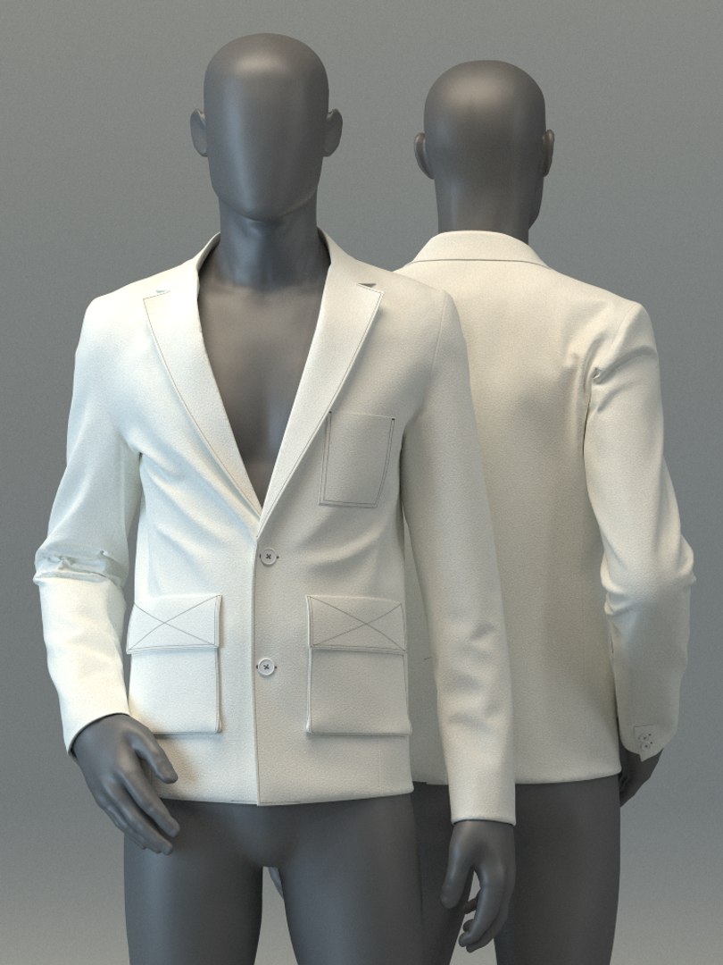 Blazer With Pockets 3D Model - TurboSquid 2150390