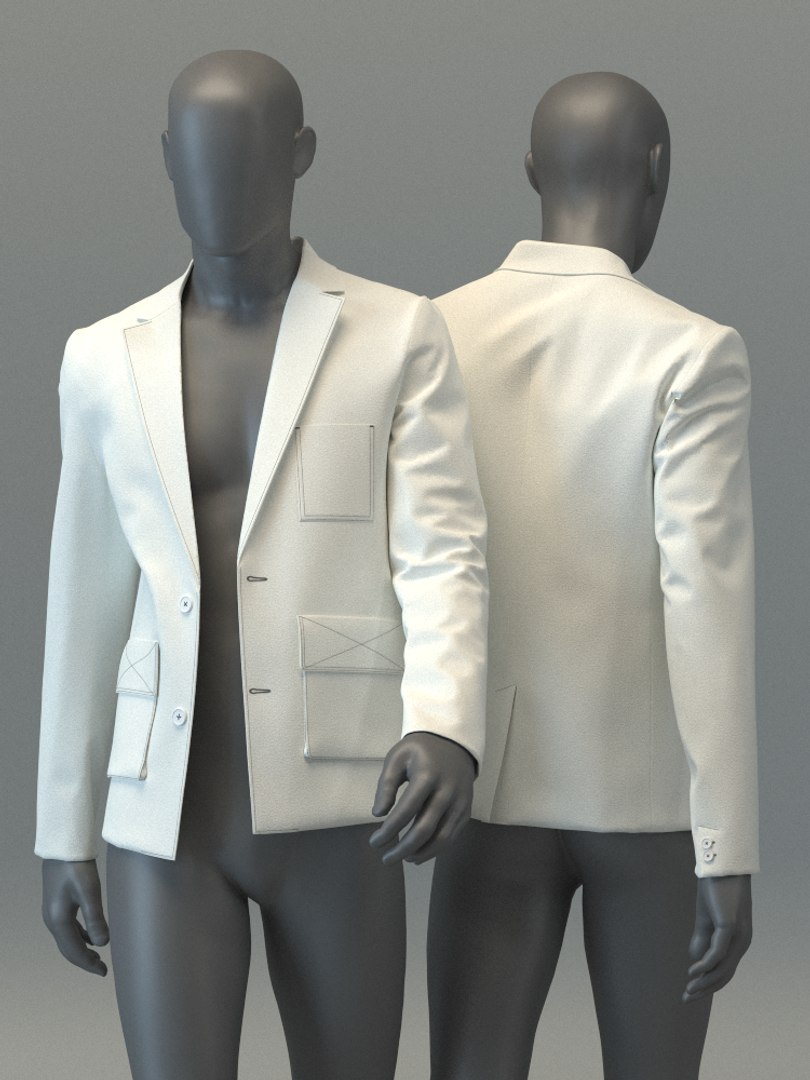 Blazer With Pockets 3D Model - TurboSquid 2150390