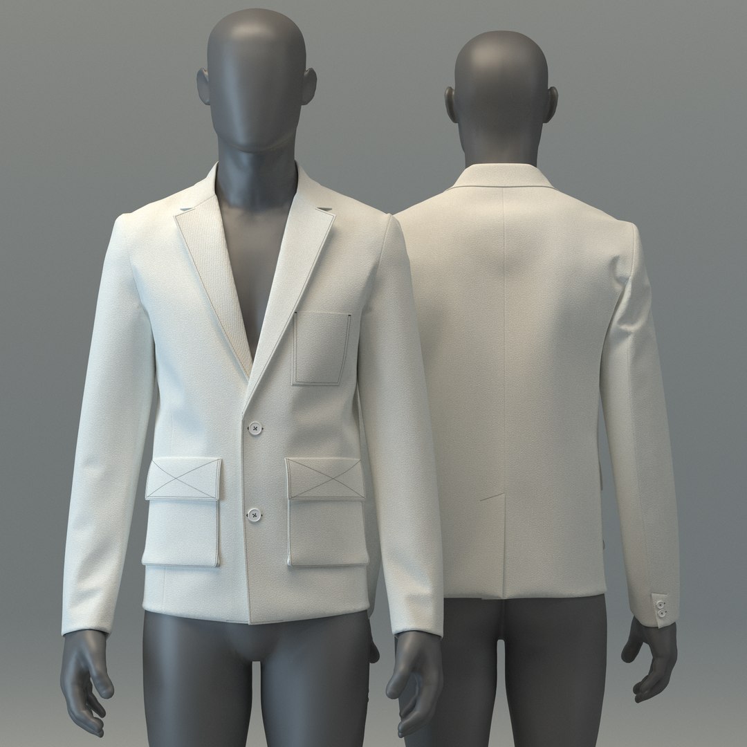 Blazer With Pockets 3D Model - TurboSquid 2150390