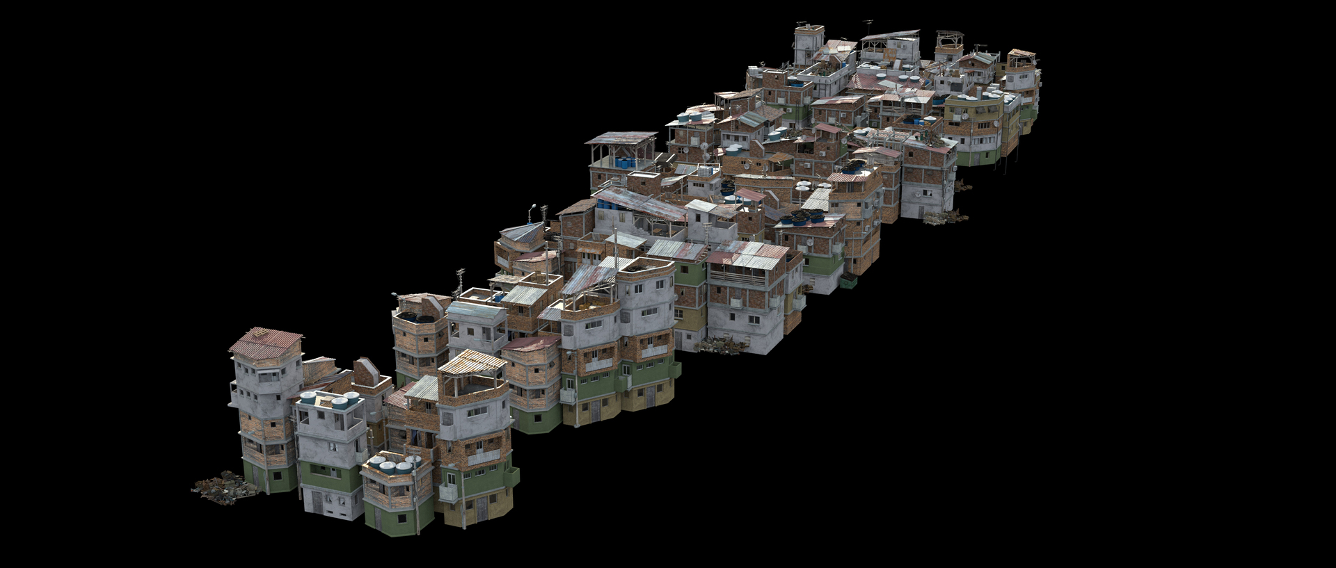 Mega zestaw Favela Slums City Model 3D - TurboSquid 1728505