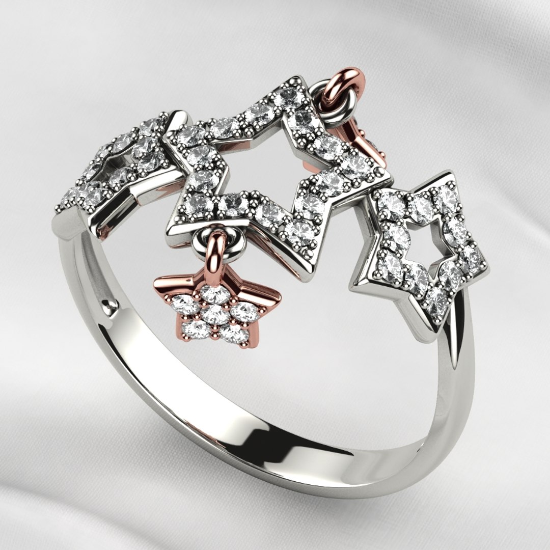 Five Stars Gold Ring 3D model - TurboSquid 1841740