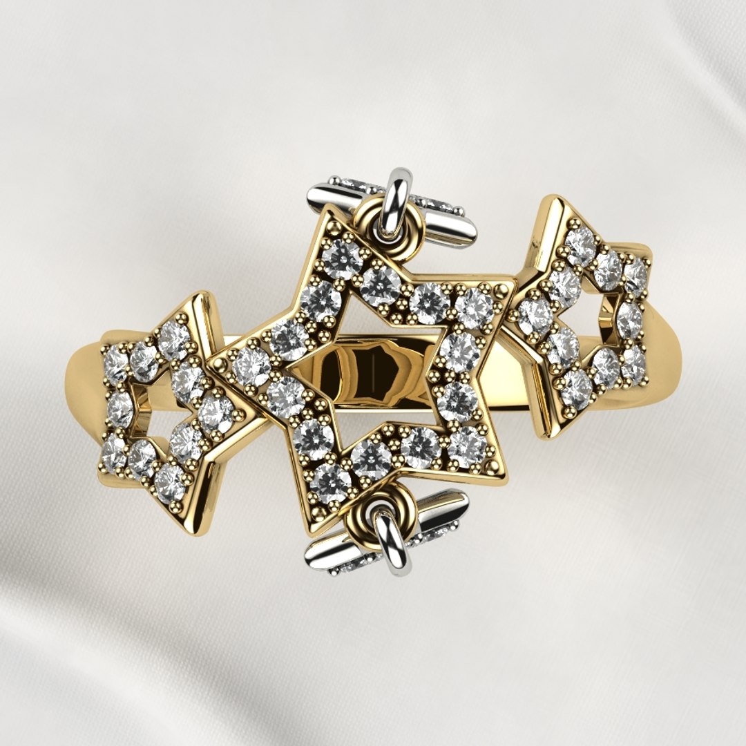 Five Stars Gold Ring 3D model - TurboSquid 1841740