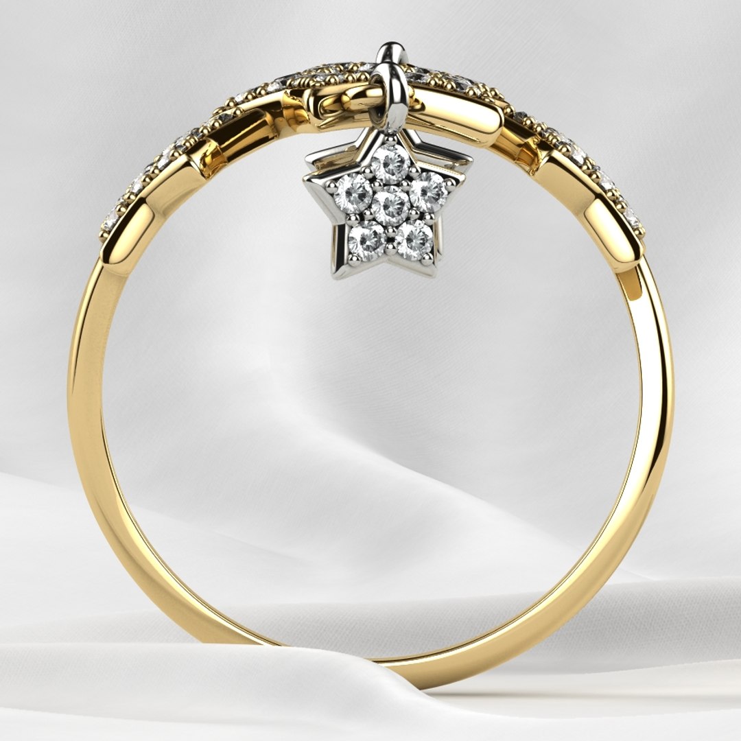 Five Stars Gold Ring 3D model - TurboSquid 1841740