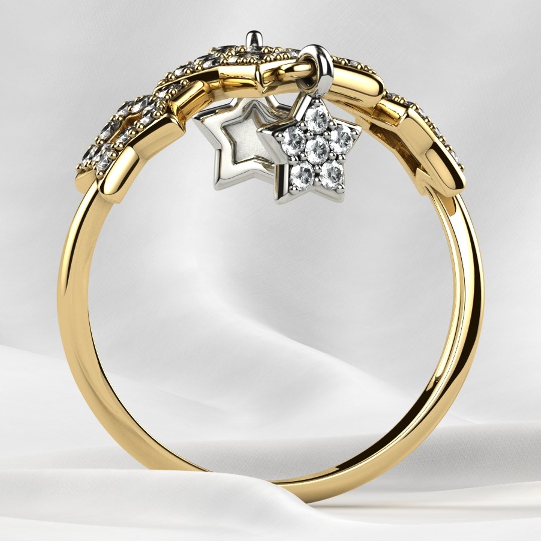 Five Stars Gold Ring 3D model - TurboSquid 1841740