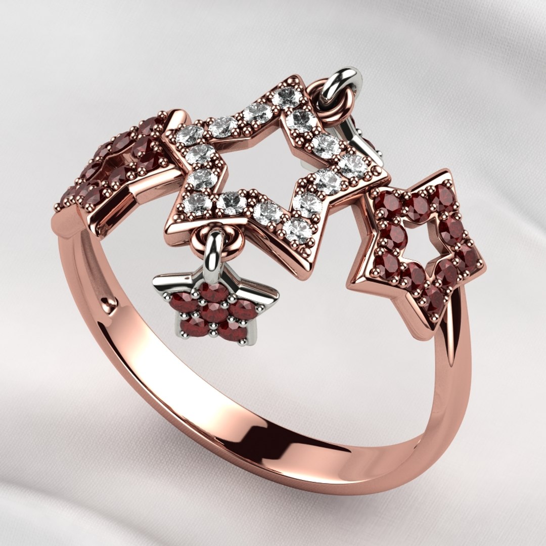 Five Stars Gold Ring 3D model - TurboSquid 1841740