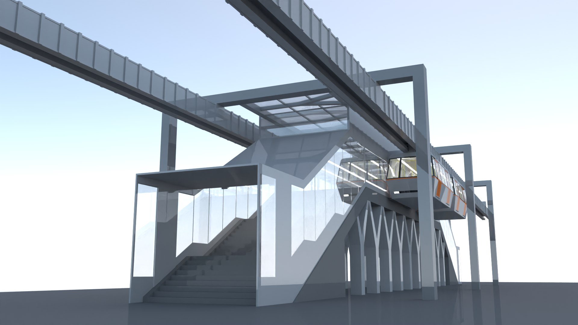 Elevated Train Station Concept Model - TurboSquid 1923525