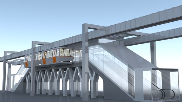 Elevated train station concept model - TurboSquid 1923525