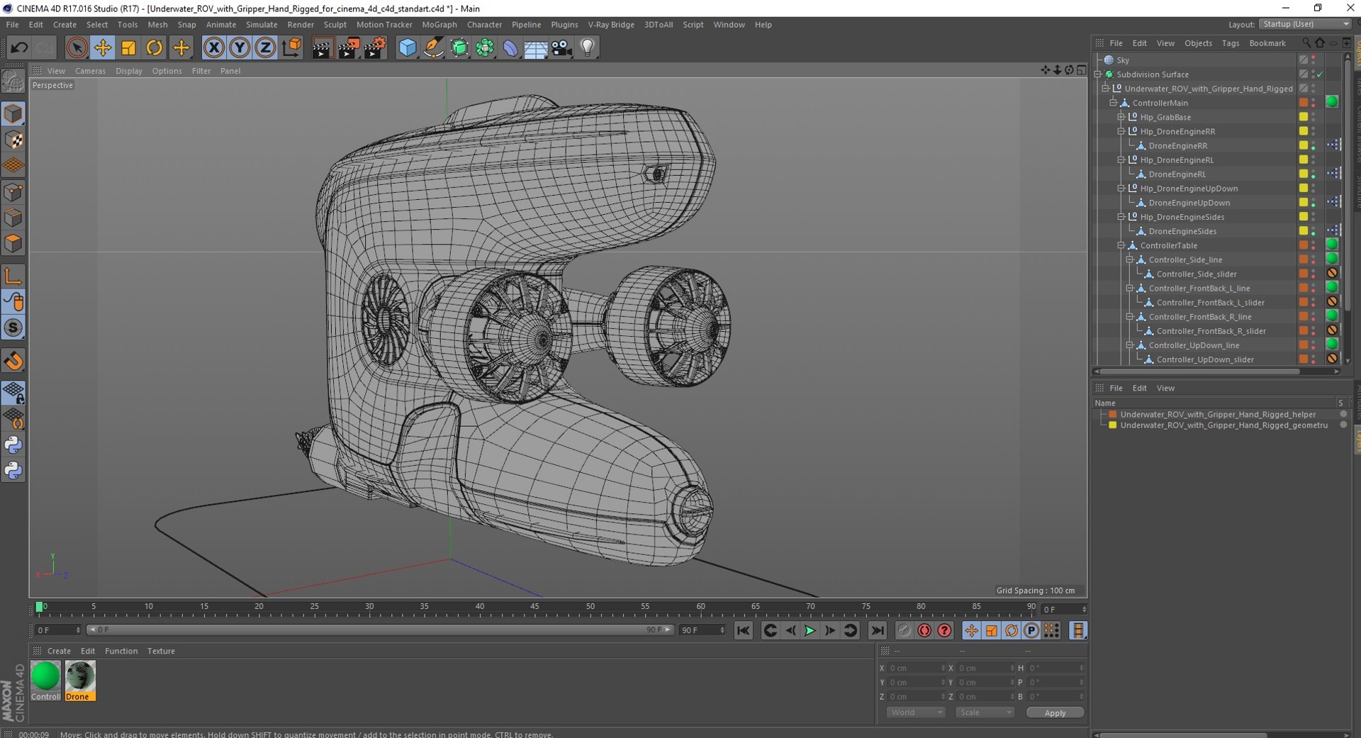 3D Model Underwater ROV With Gripper Hand Rigged For Cinema 4D ...