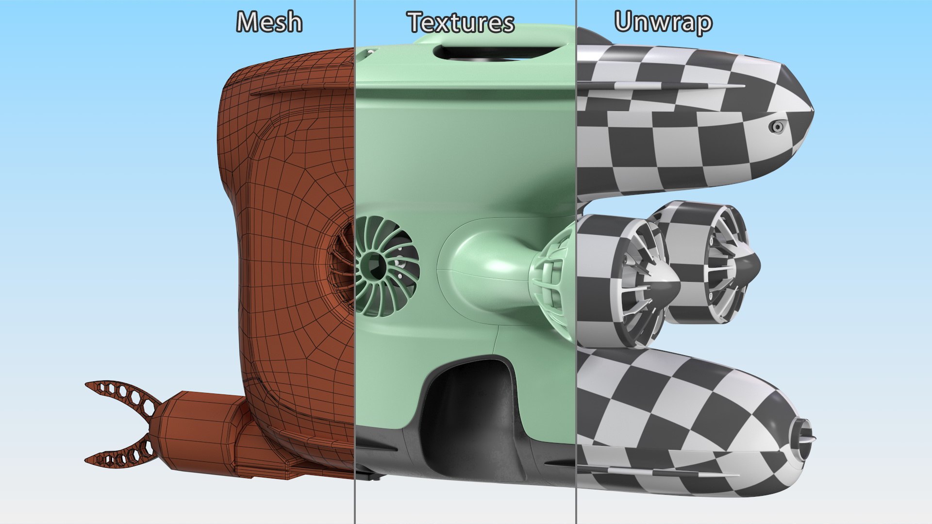 3D Model Underwater ROV With Gripper Hand Rigged For Cinema 4D ...