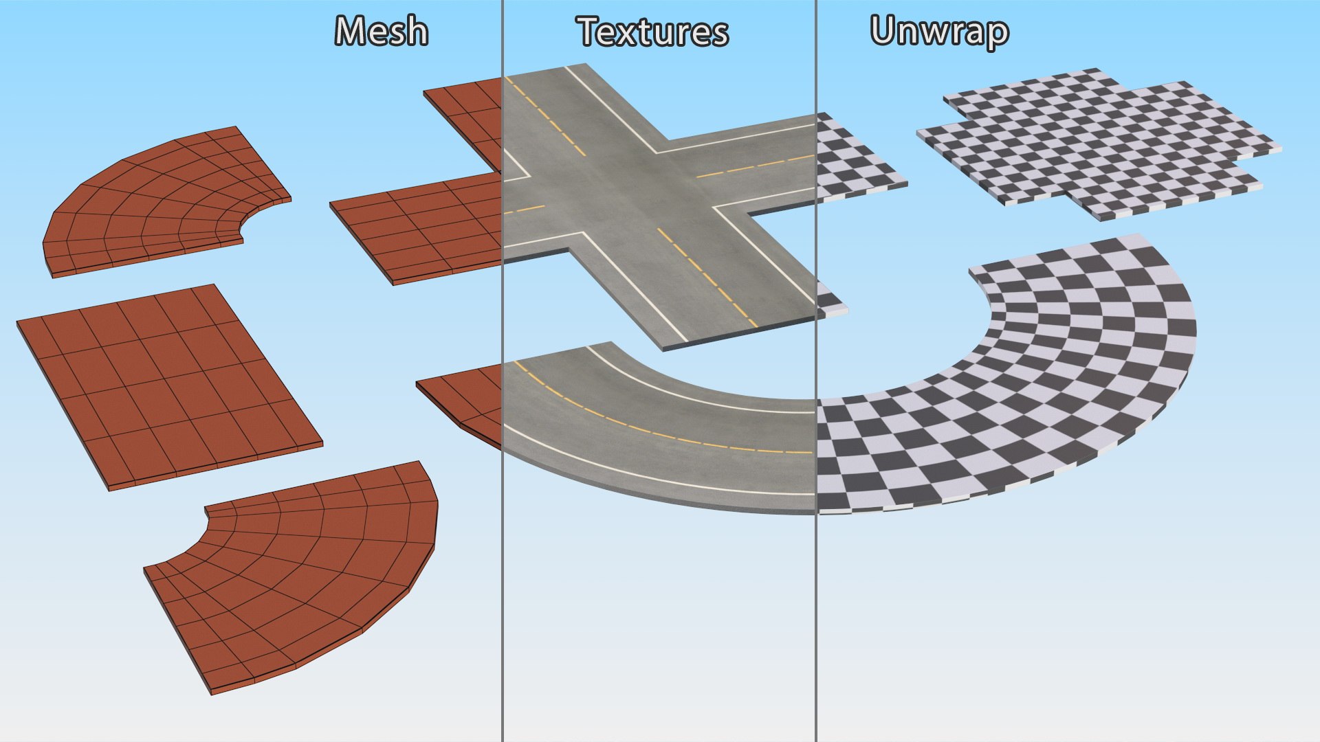 3D Road Parts Pack - TurboSquid 2202697