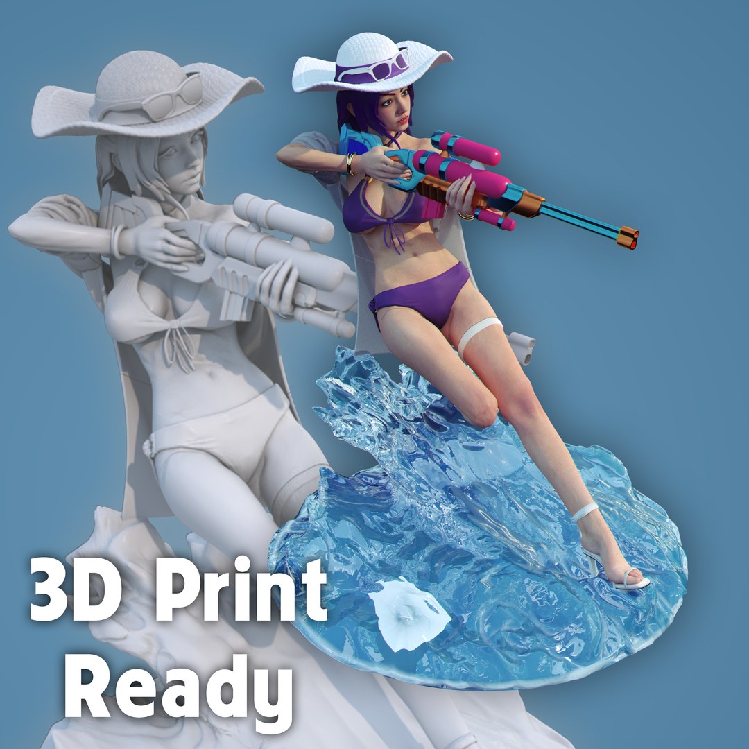 modelo 3d Fiesta en la piscina de Caitlyn - Fanart 3D Print modelo de impresión 3D rojo ...