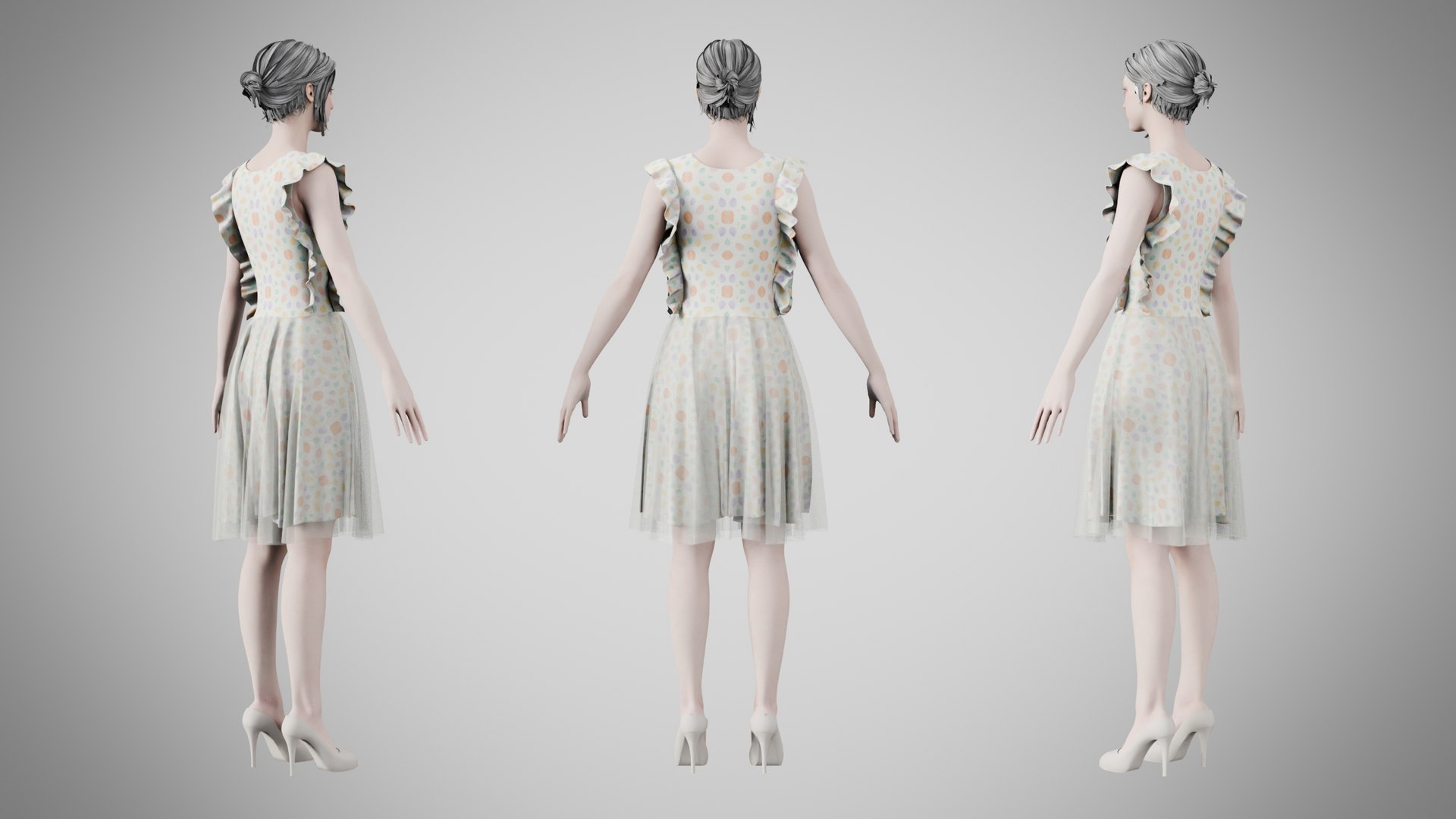 3D Model Dress 20 Pastel Petal Scatter - TurboSquid 2469560