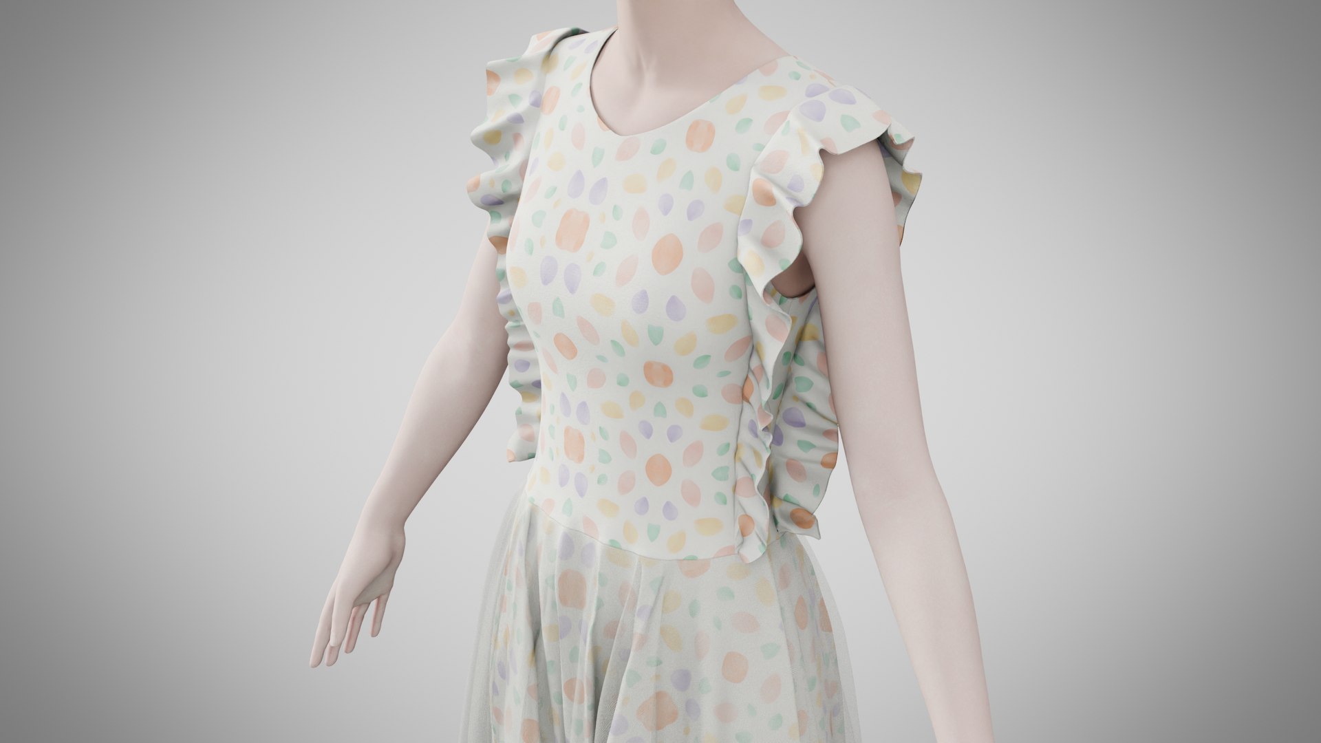 3D Model Dress 20 Pastel Petal Scatter - TurboSquid 2469560