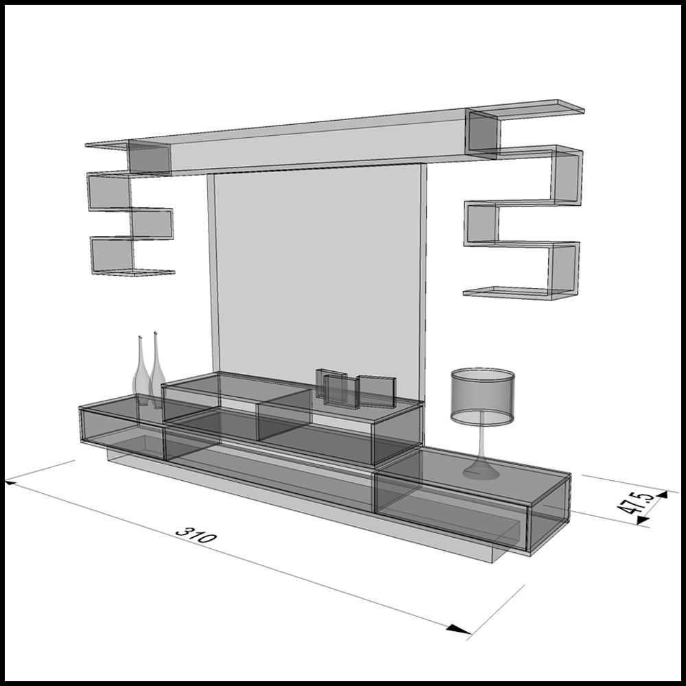 3ds max modern tv wall unit