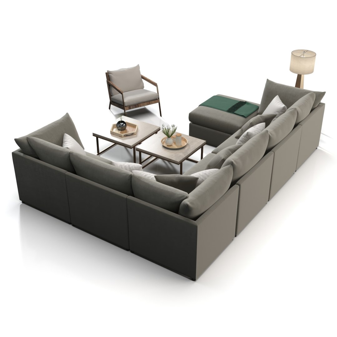 3D Bassett Beckham Pit Sectional Sofa Set - TurboSquid 2205114