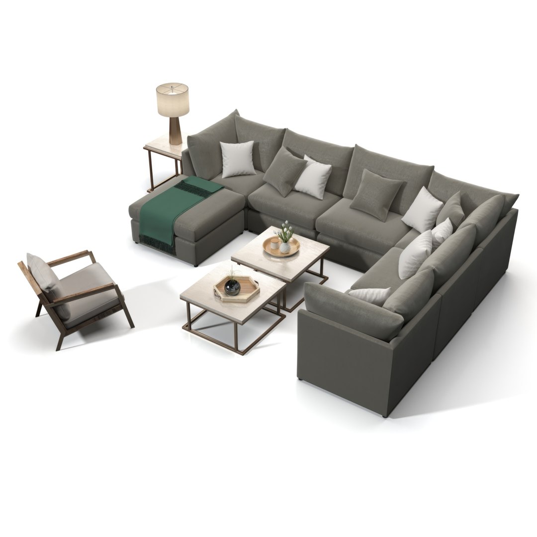 3D Bassett Beckham Pit Sectional Sofa Set - TurboSquid 2205114