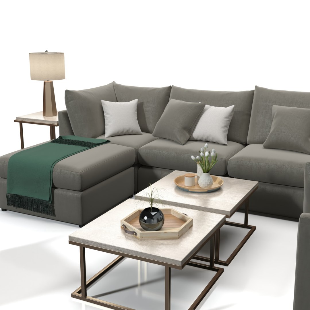 3D Bassett Beckham Pit Sectional Sofa Set - TurboSquid 2205114