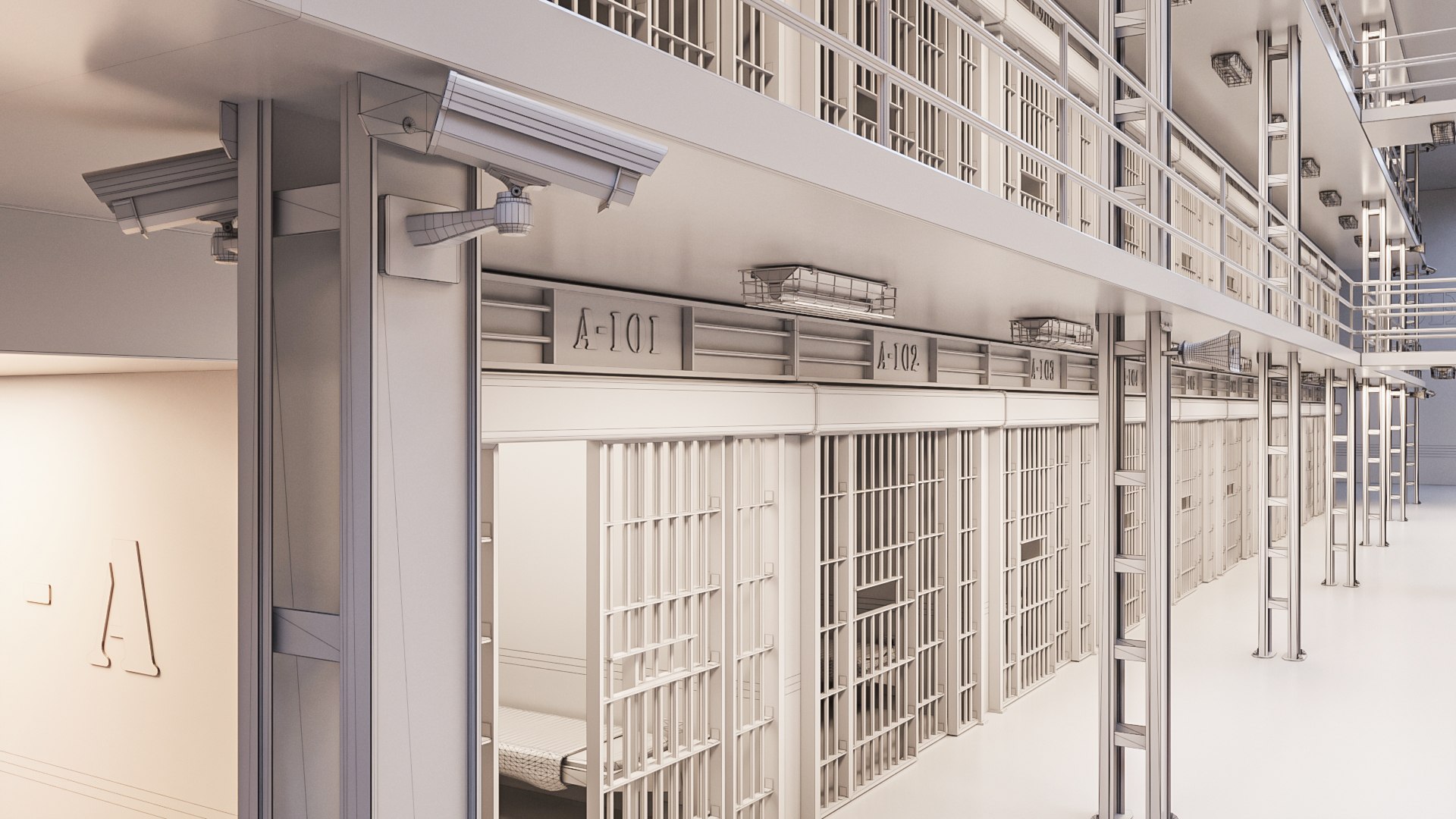 3D Prison Interior Collection Hall Cells - TurboSquid 2319187