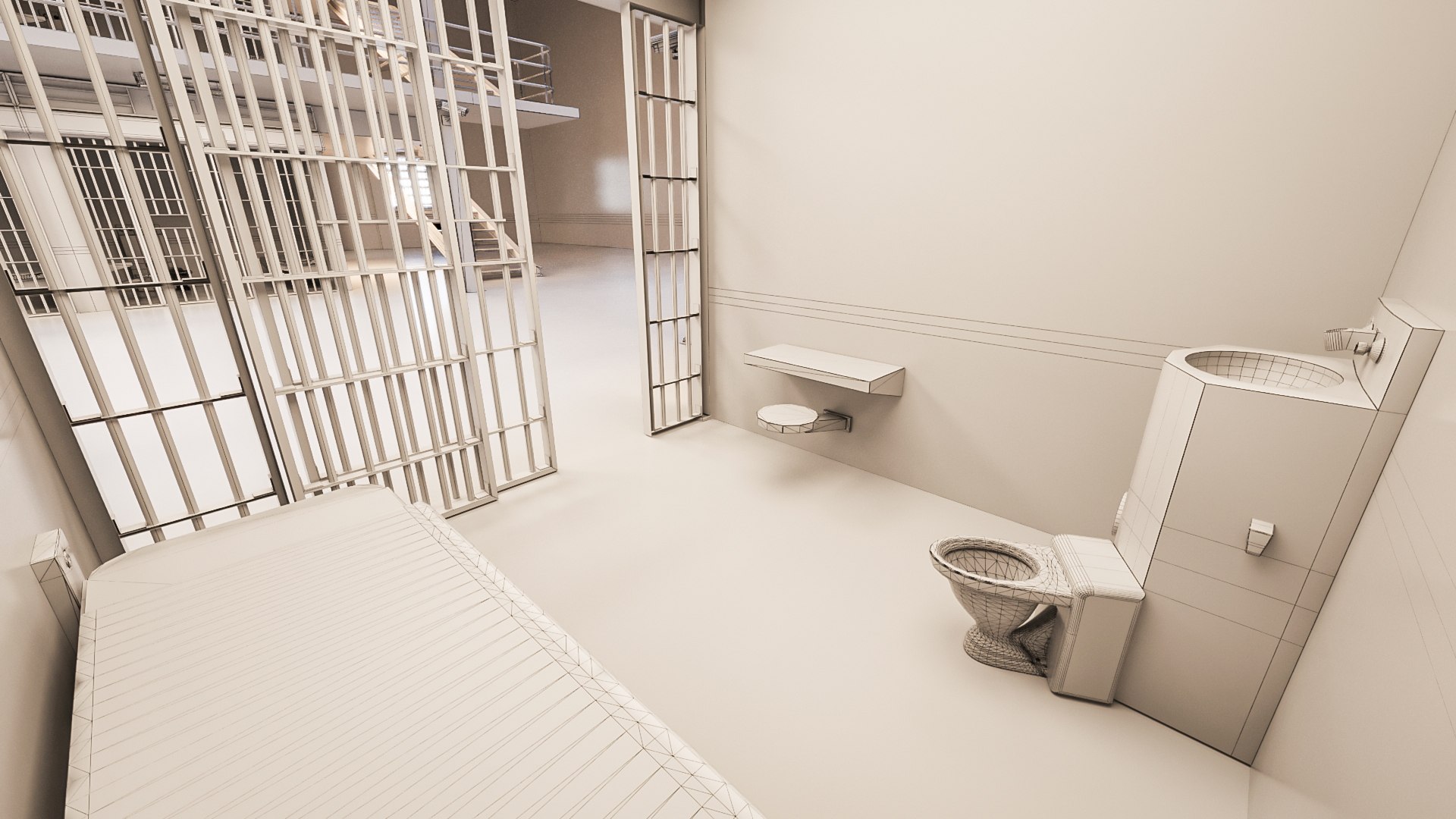 3D Prison Interior Collection Hall Cells - TurboSquid 2319187
