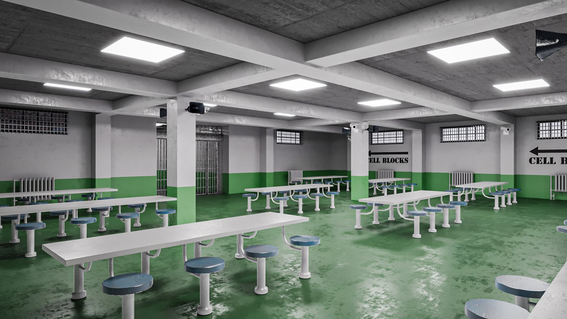 3D Prison Interior Collection Hall Cells - TurboSquid 2319187