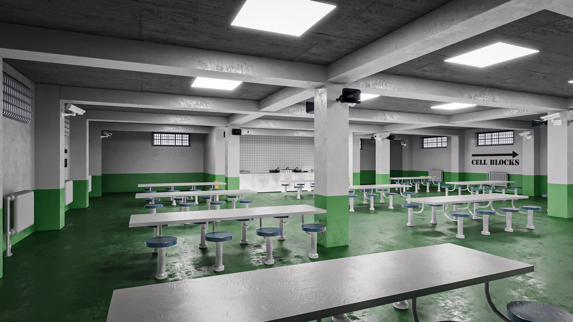 3D Prison Interior Collection Hall Cells - TurboSquid 2319187