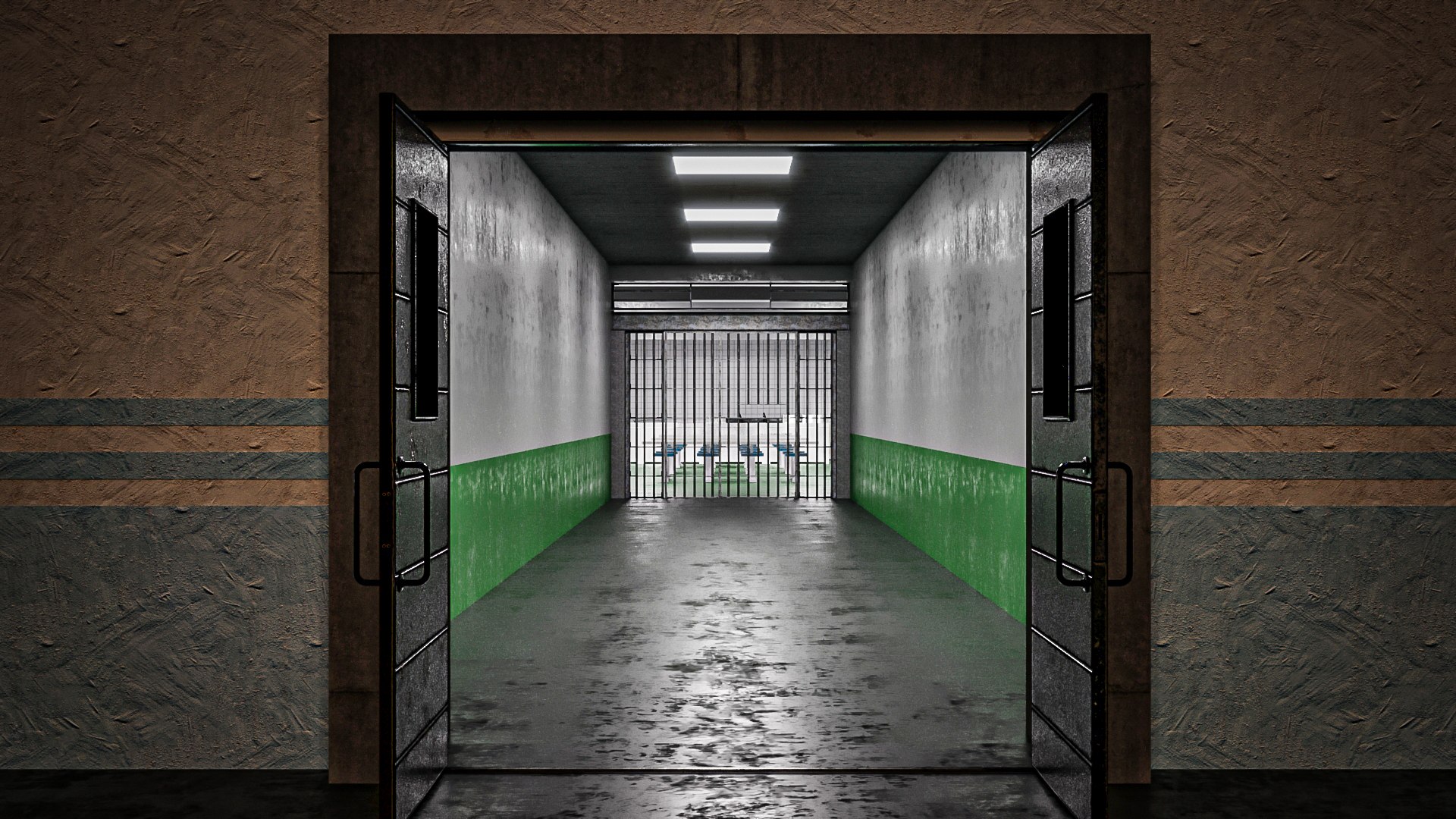 3D Prison Interior Collection Hall Cells - TurboSquid 2319187