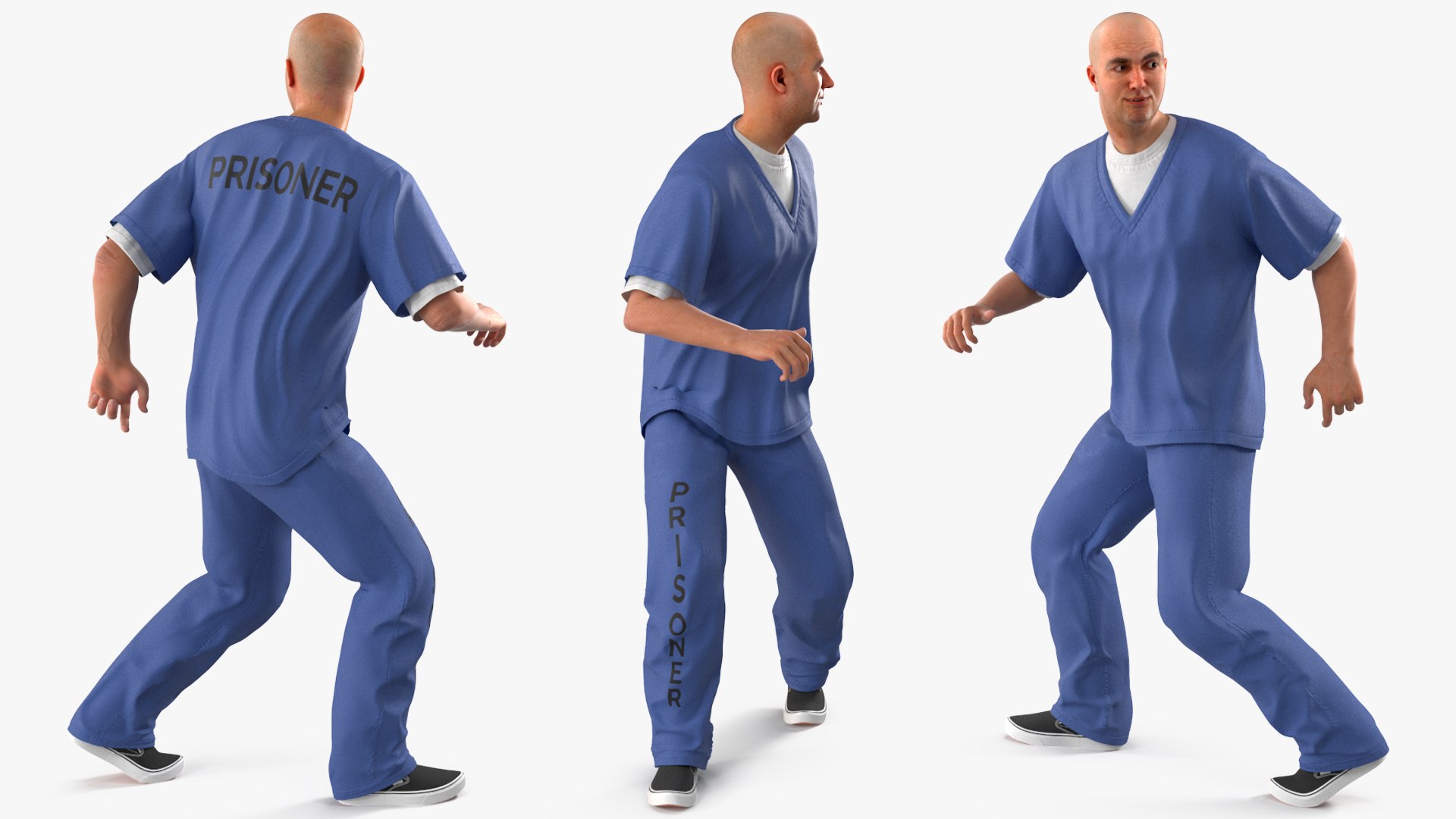 3D Prisoner In Blue Uniform Rigged - TurboSquid 2372387