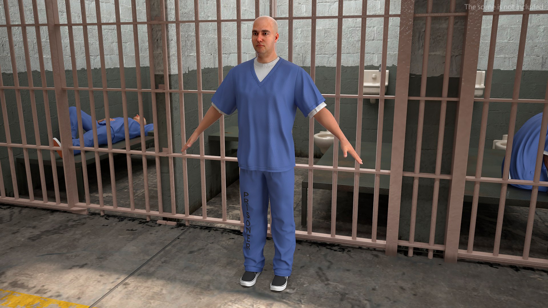 3D Prisoner In Blue Uniform Rigged - TurboSquid 2372387