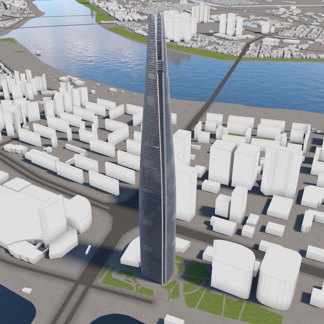 3D lotte world tower environment - TurboSquid 1666141