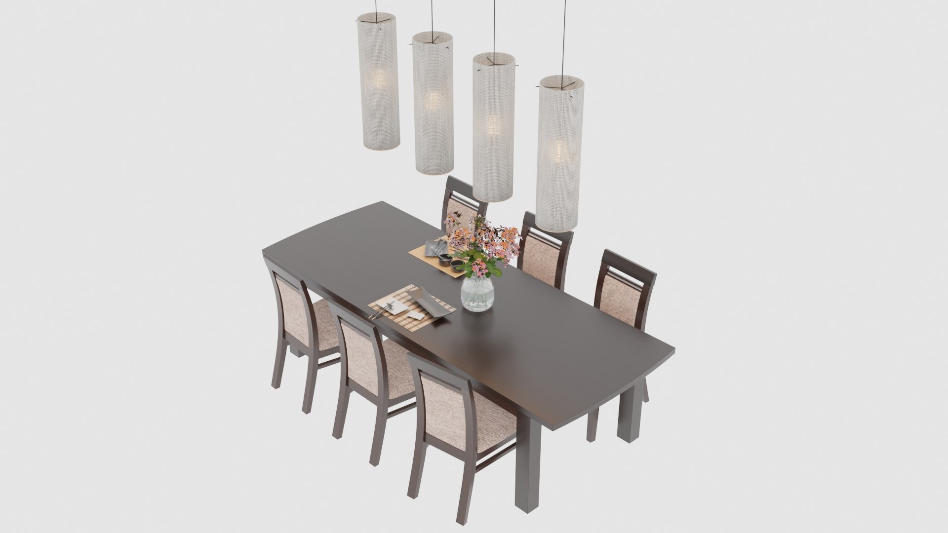 3D Dining table with chairs model - TurboSquid 2079316