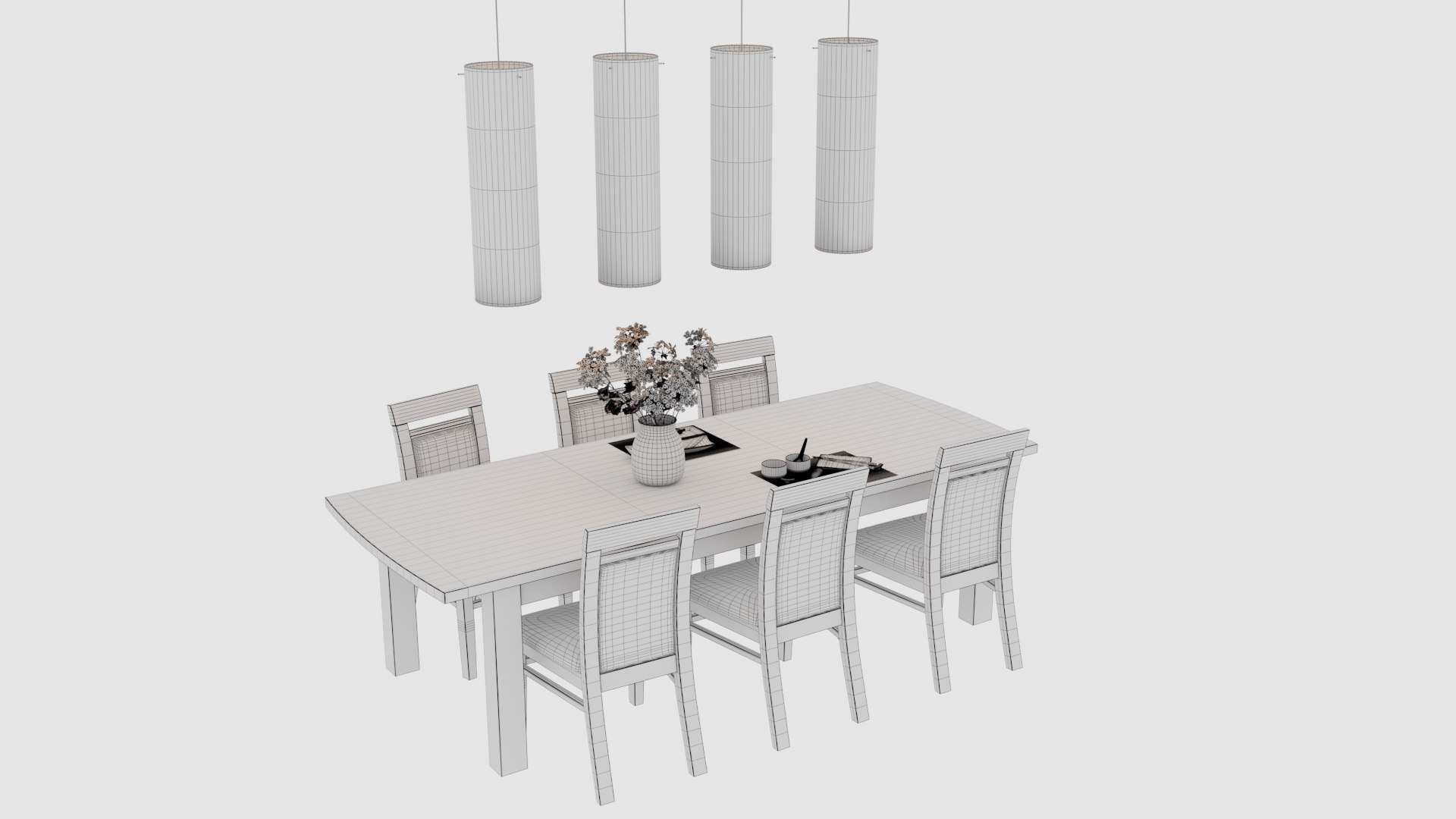 3D Dining table with chairs model - TurboSquid 2079316