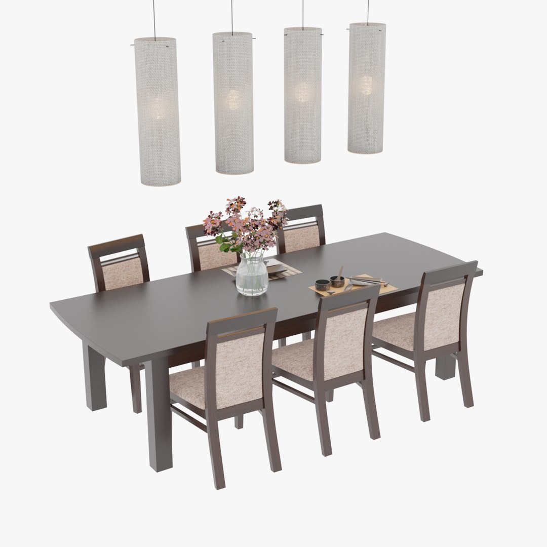 3D Dining table with chairs model - TurboSquid 2079316
