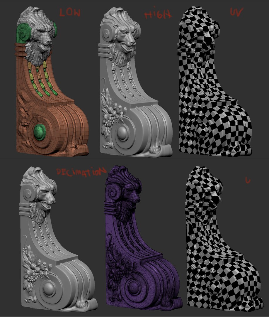 3d Scroll Volute Lion Model